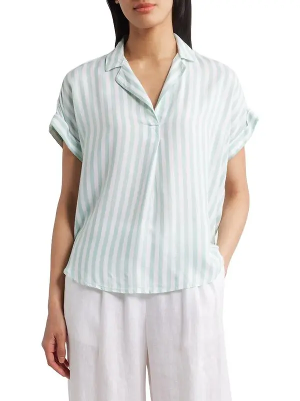 BEACHLUNCHLOUNGE Deni Stripe Shirt - Pond Green