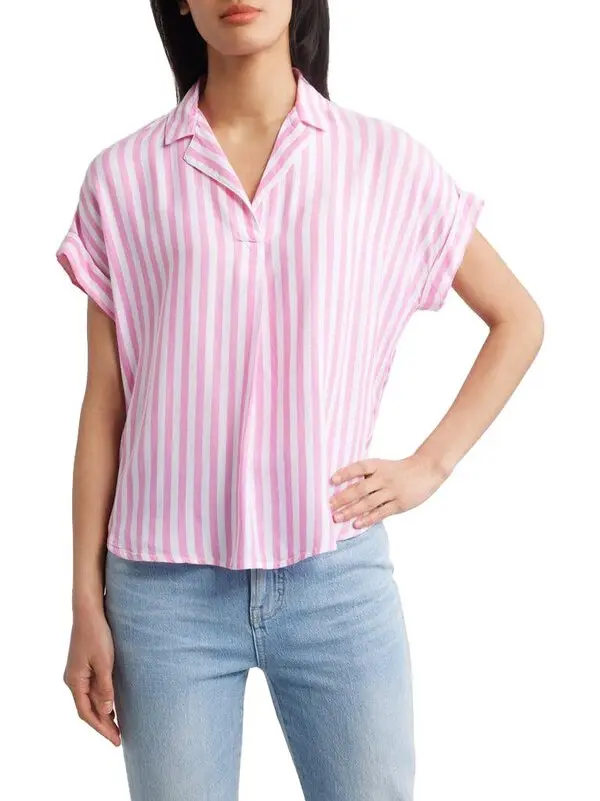 BEACHLUNCHLOUNGE Deni Stripe Shirt - Spring Tulip