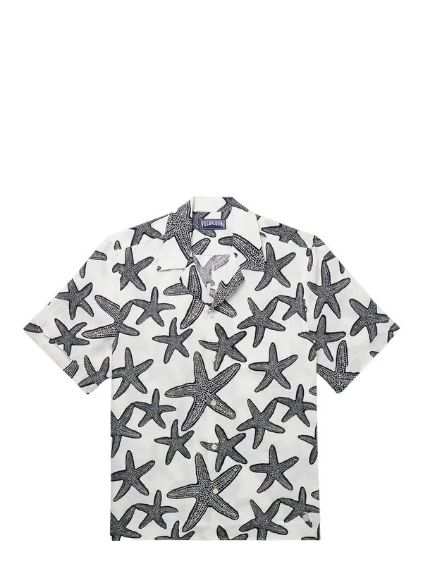 Vilebrequin Charli Camp-collar Printed Linen Shirt - White