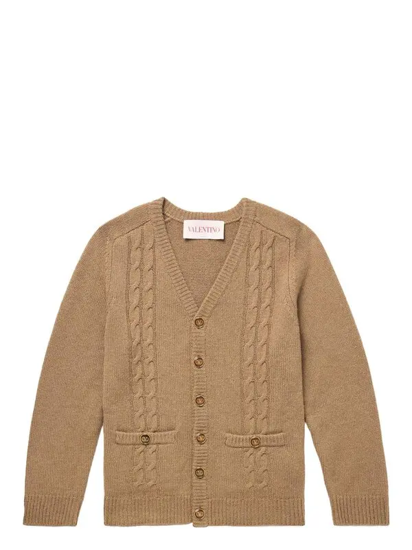 Valentino Garavani Cable-knit Wool Cardigan - Brown