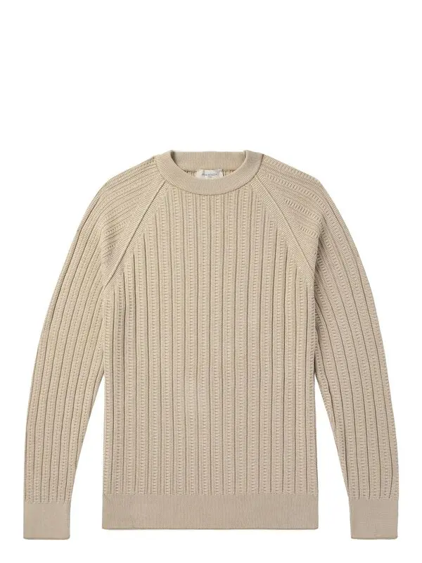 PIACENZA CASHMERE 1733 Ribbed Cotton Sweater - Neutrals