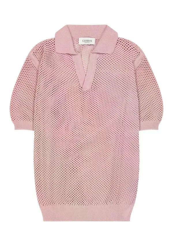 LANEUS Knitted Polo Shirt - Pink