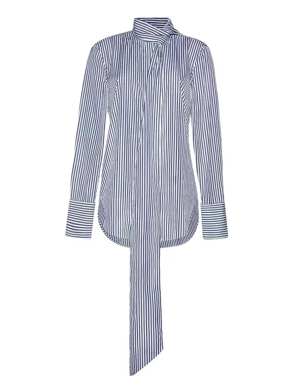 Adam Lippes Lee Striped Poplin Blouse - Blue