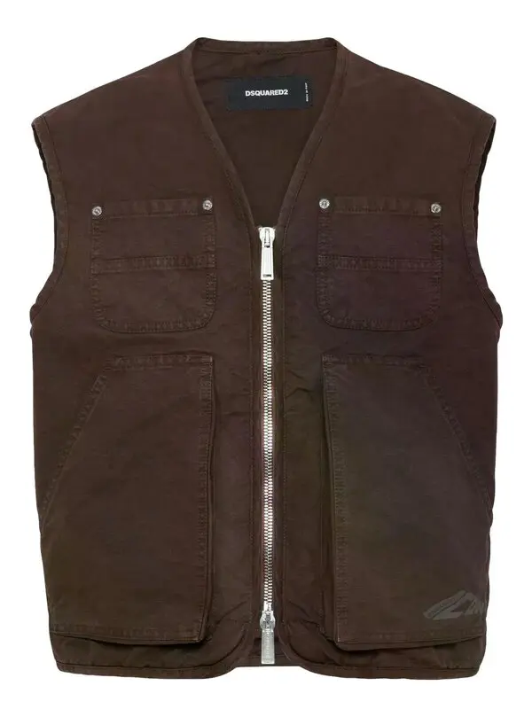 Dsquared2 Logo Zip-up Gilet - Brown