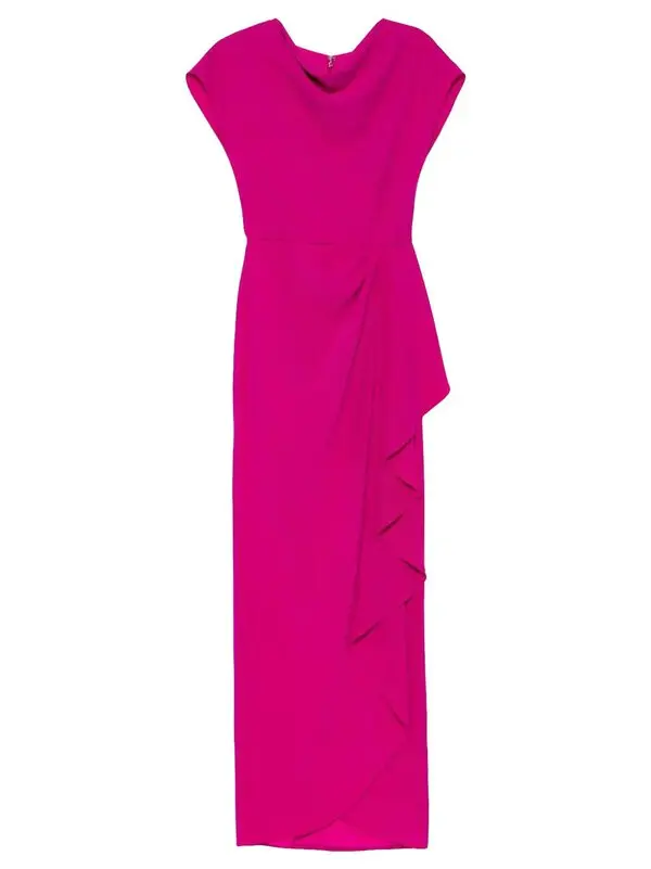 Amsale Draped Crepe Gown - Purple