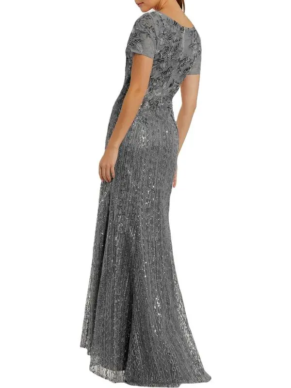 Mac Duggal Embellished Trumpet Gown - Dark Grey