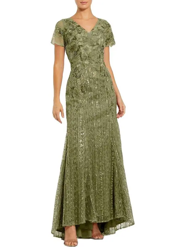 Mac Duggal Embellished Trumpet Gown - Olive