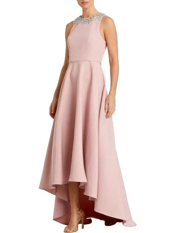 Mac Duggal Crepe Embellished High-low Gown - Blush