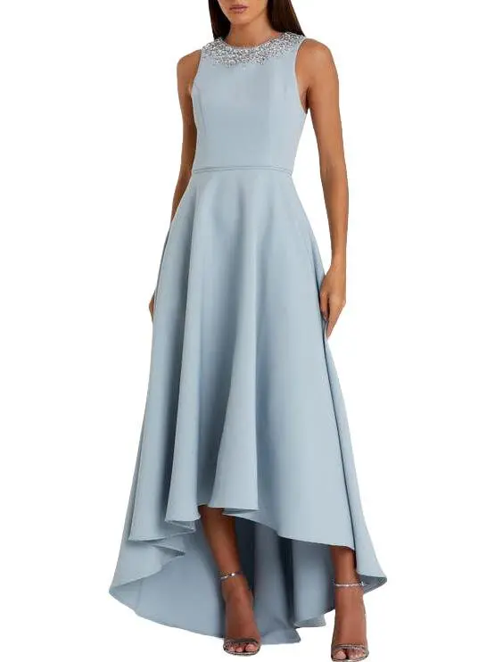 Mac Duggal Crepe Embellished High-low Gown - Powder Blue