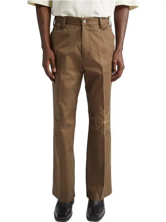 SECOND / LAYER Angel Embroidered Straight-leg Pants - Brown