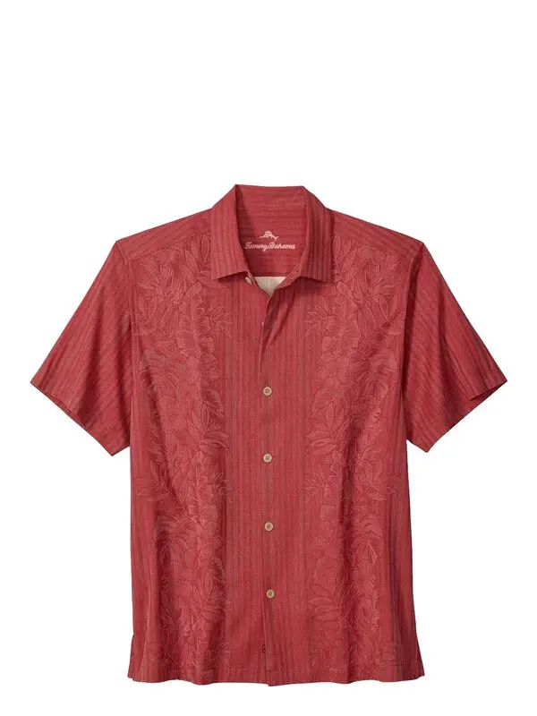 Tommy Bahama Maui Border Short Sleeve Silk Button-up Shirt - Deep Havana
