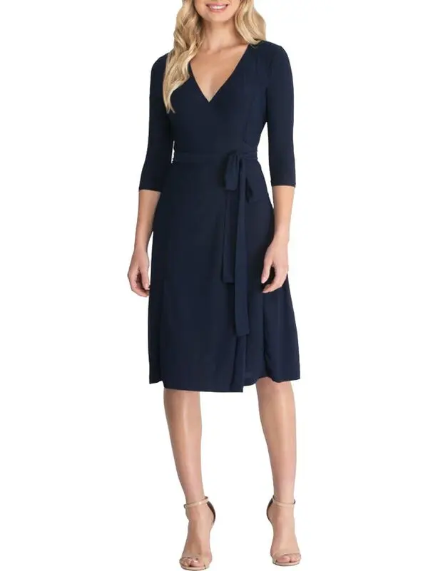 KIYONNA Essential Midi Wrap Dress - Nouveau Navy