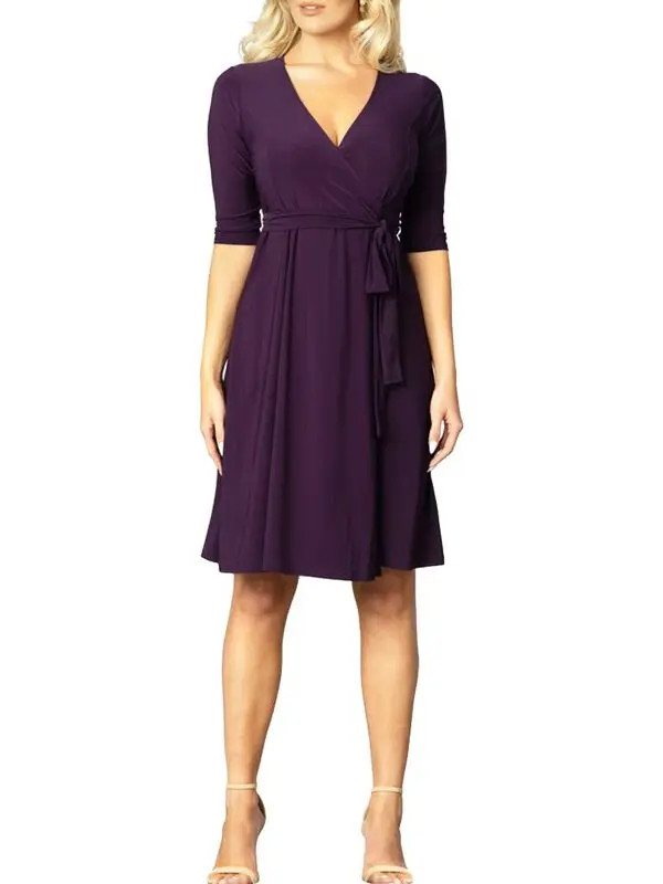 KIYONNA Essential Midi Wrap Dress - Plum Passion