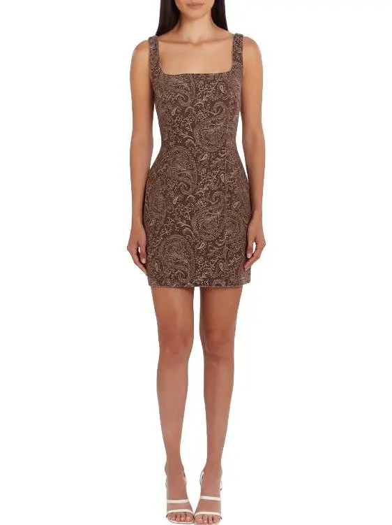 Amanda Uprichard Augustine Paisley Denim Minidress - Brown Paisley