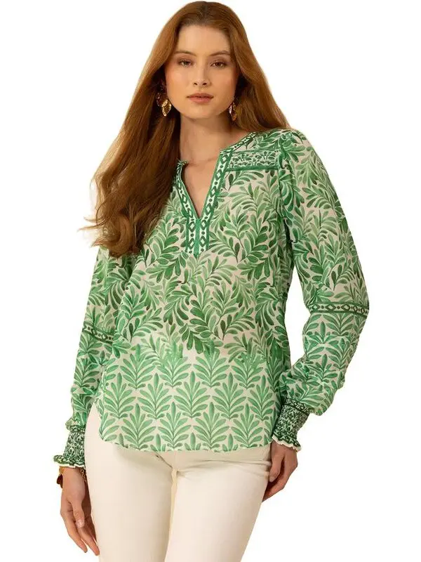 Hale Bob Cheyenne Voile Top - Green
