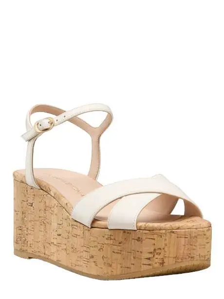 STUART WEITZMAN Dayna Platform Wedge Sandals - Cream