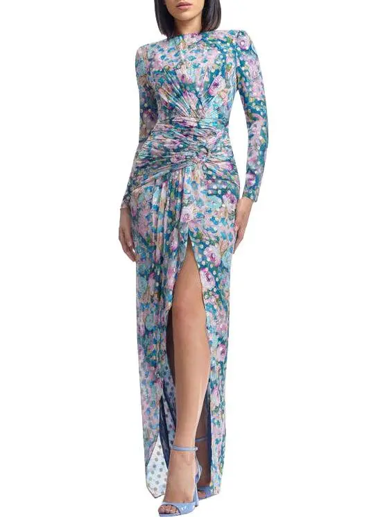 Dress The Population Romera Floral Print Gown - Capri Multi