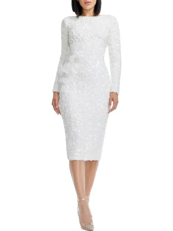 Dress The Population Emmalyn Sequin Body-con Cocktail Dress - White