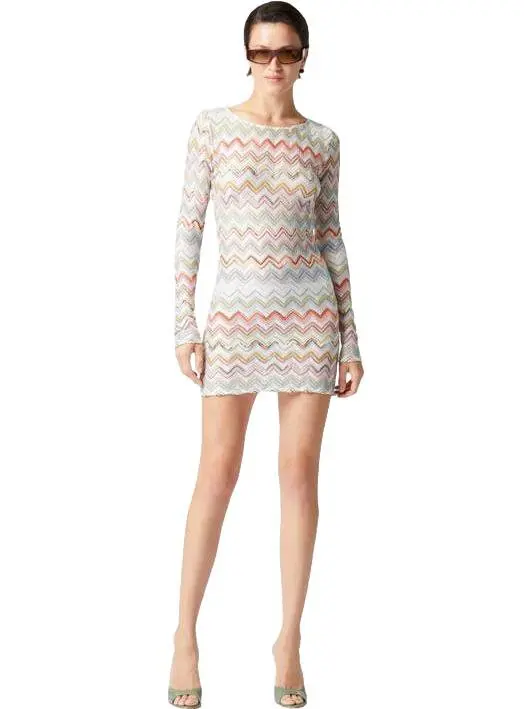Missoni Short Cover-up Dress With Zig Zag Lamé 3d - Multicoloured