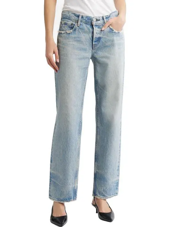 Moussy Vintage Wildwood Ankle Straight Leg Jeans - Light Blue