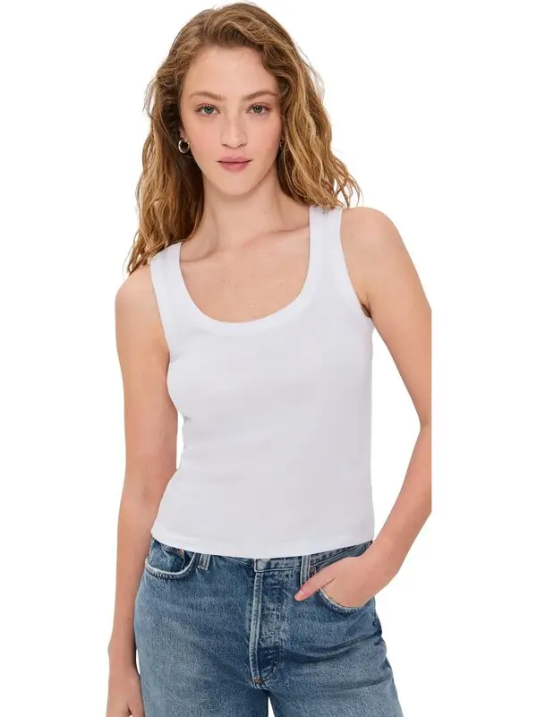 Madewell Cotton Ribbed Scoopneck Tank - White