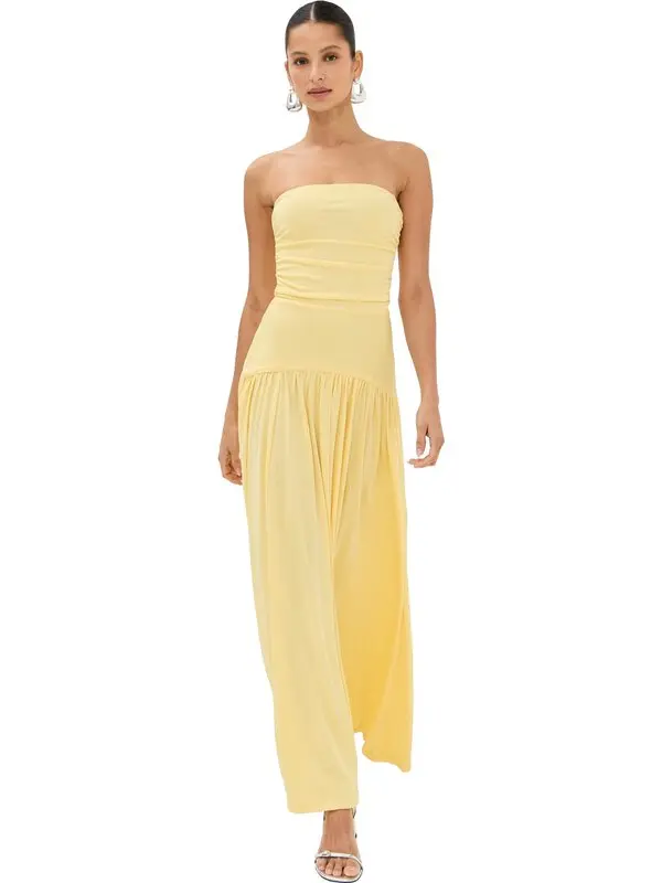 Staud Mariana Strapless Maxi Dress - Pale Honey
