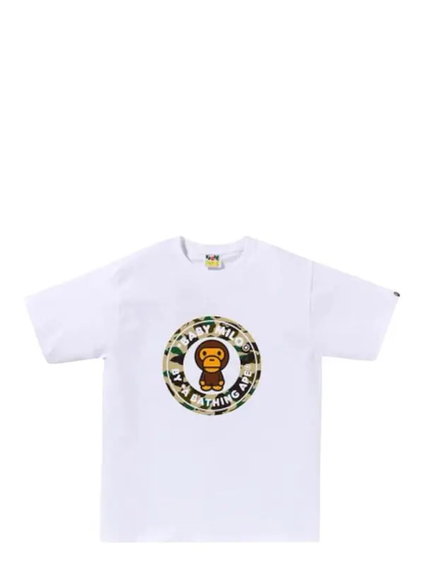 A BATHING APE 1st Camo Milo Busy Works Tee Shirt - White/yellow