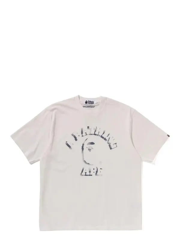 BAPE Garment Dye Spray Print College Relaxed Fit Tee Shirt - Ivory