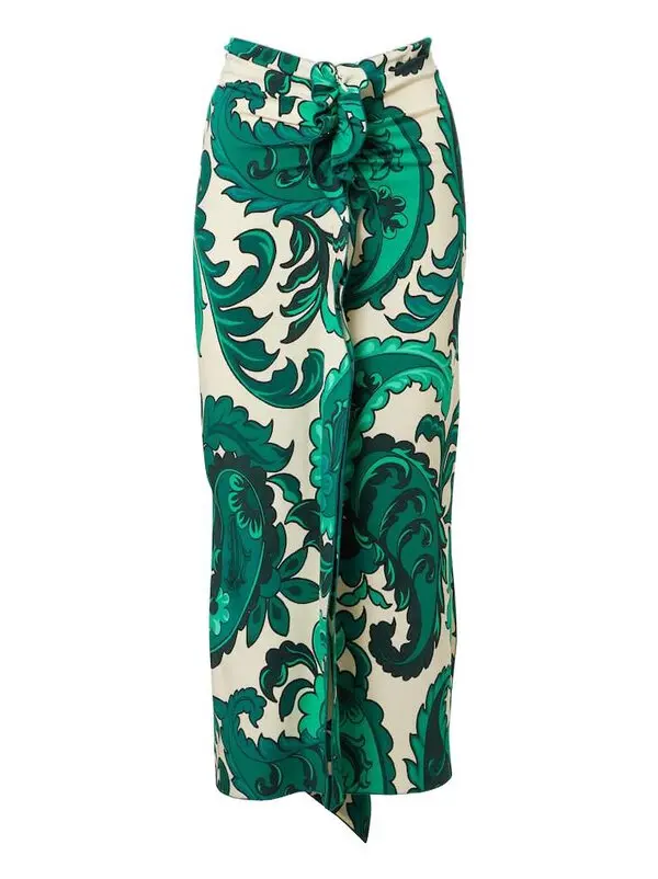 Etro Paisley Ruffled Midi Skirt - Green
