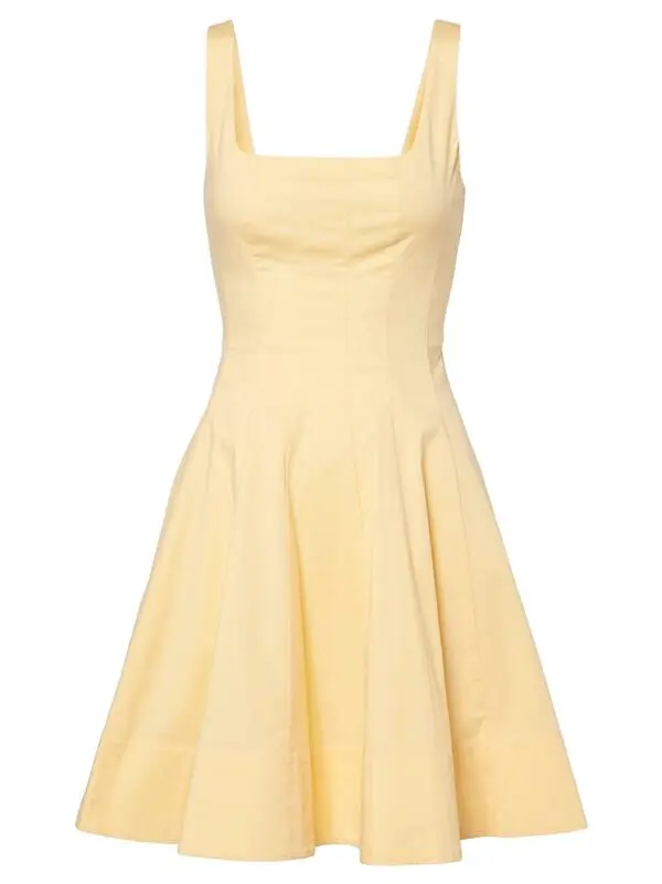 Staud Romy Gathered Cotton Minidress - Yellow