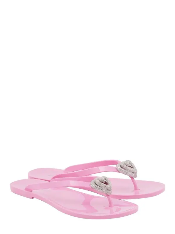 Mach & Mach Double Heart Embellished Thong Sandals - Pink