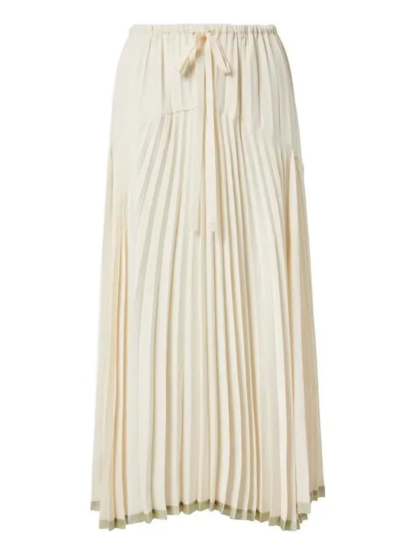 Vince Plissé Tiered Midi Skirt - Beige