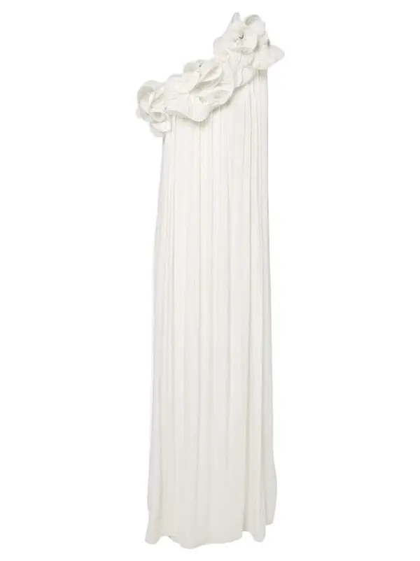 Costarellos Charmain Ruffled Georgette Gown - White