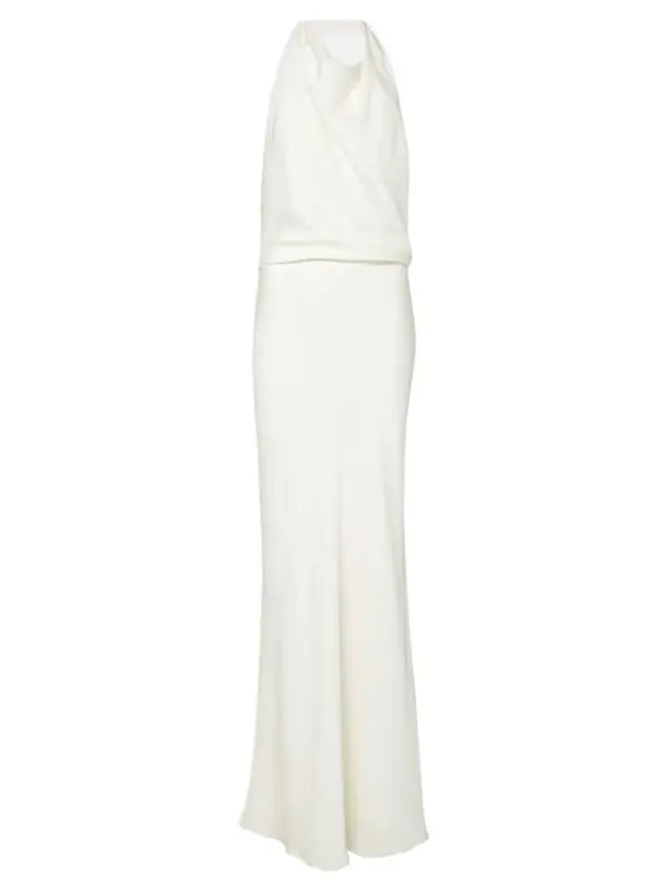 Simkhai Reannon Draped Satin Gown - White