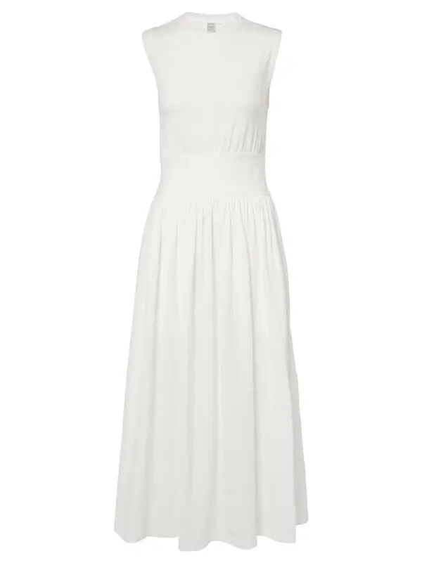 TOTEME Cotton Jersey Midi Dress - White