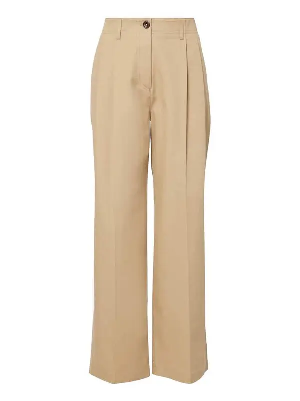 TOTEME Cotton Wide-leg Trousers - Beige