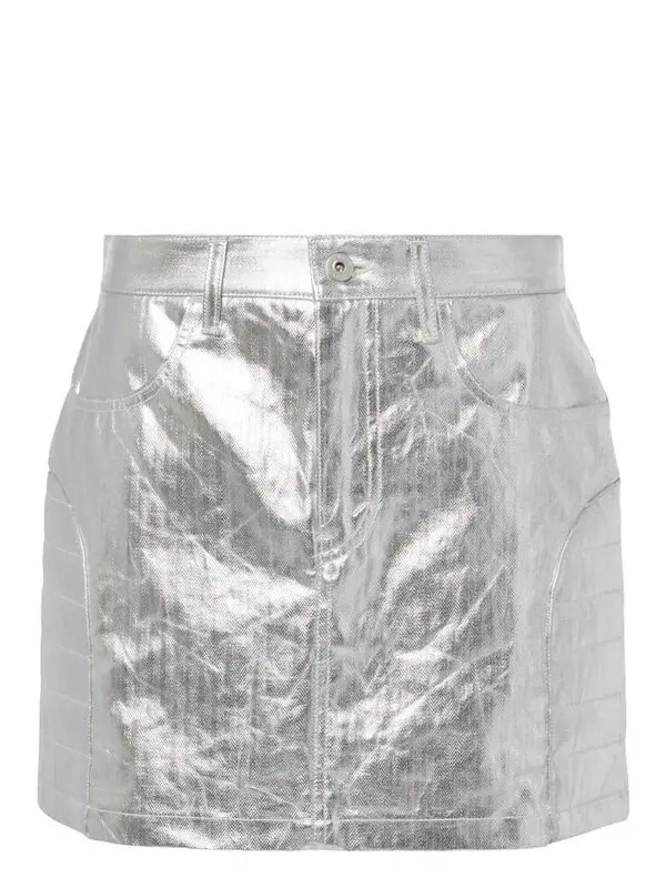 Junya Watanabe Metallic-effect Cotton Miniskirt - Silver