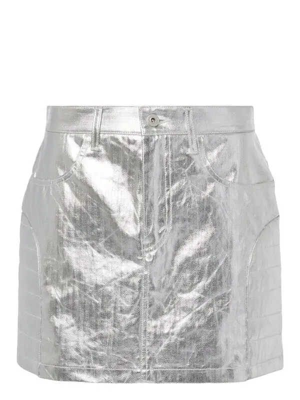 Junya Watanabe Metallic-effect Cotton Miniskirt - Silver