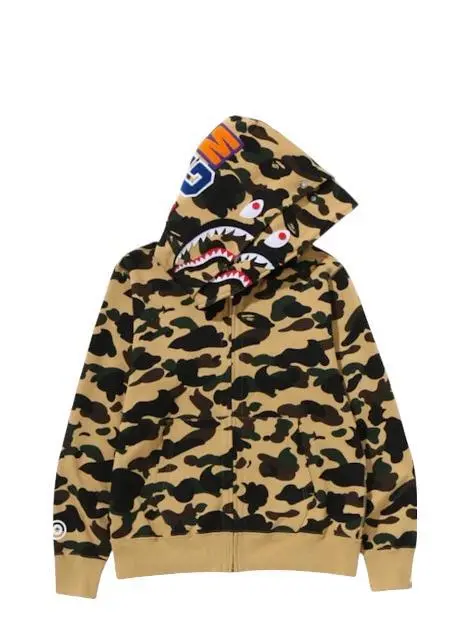 BAPE 1st Camo Shark Full Zip Double Hoodie - Yellow