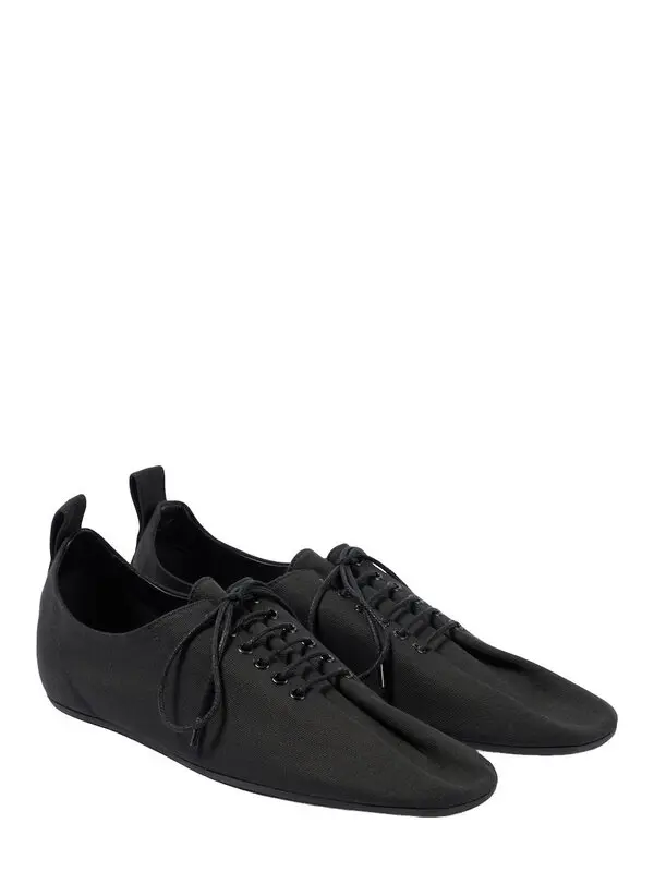 TOTEME Canvas Lace-up Square Toe Sneakers - Black