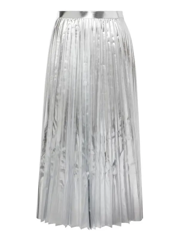 Junya Watanabe Pleated Metallic Midi Skirt - Silver