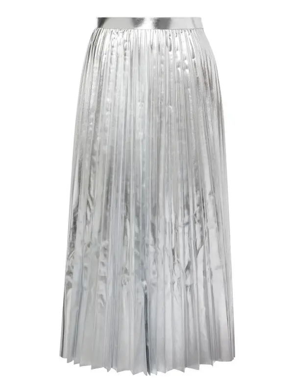 Junya Watanabe Pleated Metallic Midi Skirt - Silver