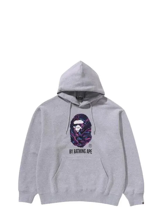 BAPE Marbling Camo Bathing Ape Relaxed Fit Pullover Hoodie - Gray