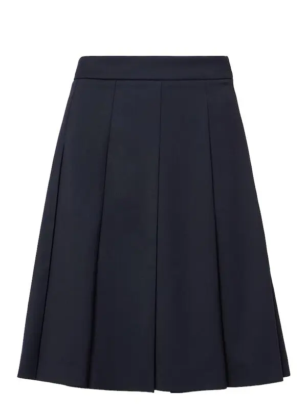 Alessandra Rich Pleated Wool-blend Miniskirt - Blue