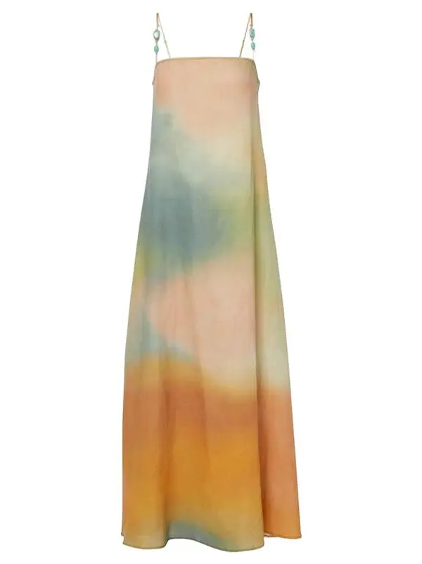 Staud Linen Maxi Dress - Blue