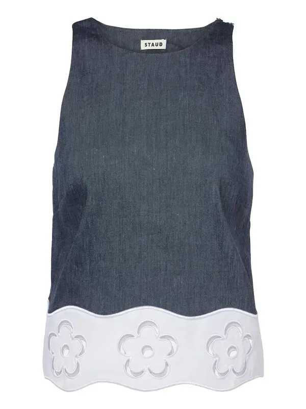 Staud Parma Pleated Linen-blend Tube Top - White