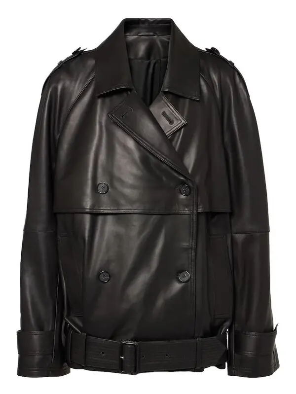 TOTEME Oversized Leather Jacket - Black