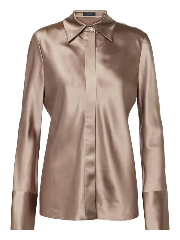 JOSEPH Brunel Silk Satin Blouse - Neutrals