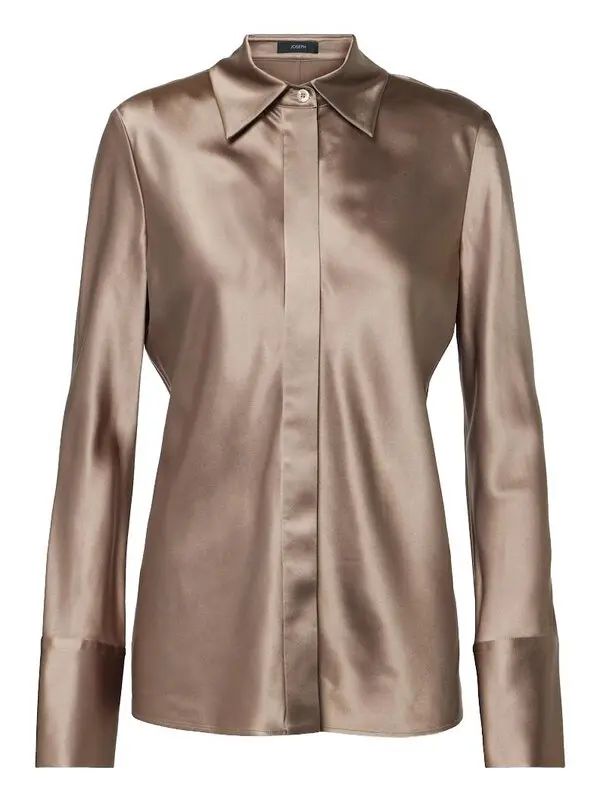 JOSEPH Brunel Silk Satin Blouse - Neutrals