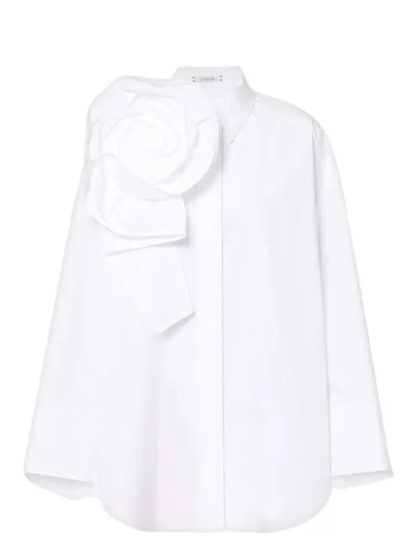 Dorothee Schumacher Floral-appliqué Cotton-blend Poplin Shirt - White